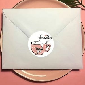 Office | 315 Thank You Cat Stickers 15 Round Set Of 5 | Poshmark